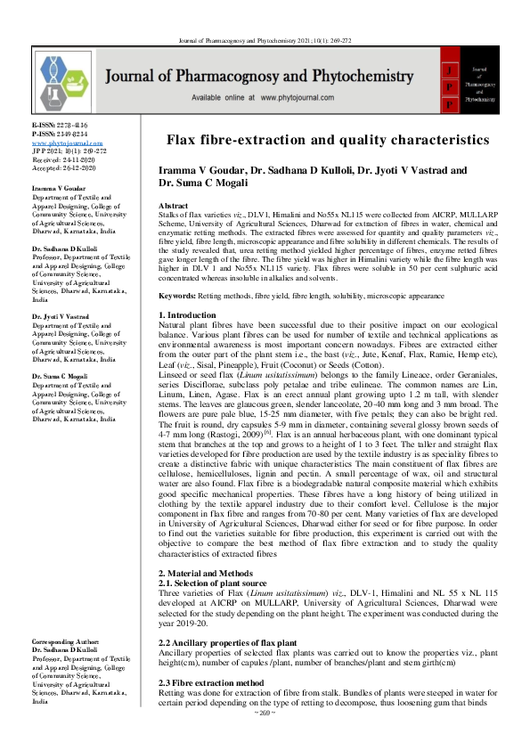 (PDF) Flax fibre-extraction and quality characteristics