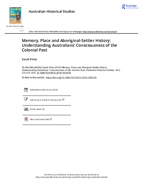 (PDF) Memory, Place and Aboriginal-Settler History: Understanding ...