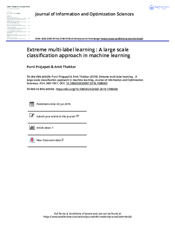 (PDF) Extreme multi-label learning : A large scale classification ...