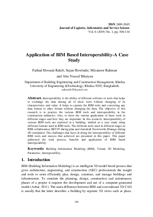 (PDF) Application of BIM Based Interoperability-A Case Study