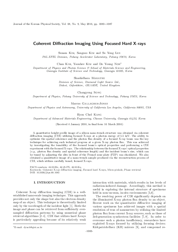 (PDF) Coherent diffraction imaging using focused hard X-rays
