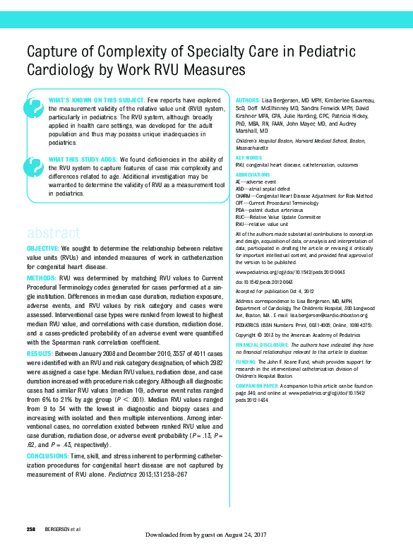 (PDF) Capture of Complexity of Specialty Care in Pediatric Cardiology ...