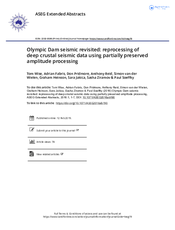 (PDF) Olympic Dam seismic revisited: reprocessing of deep crustal ...