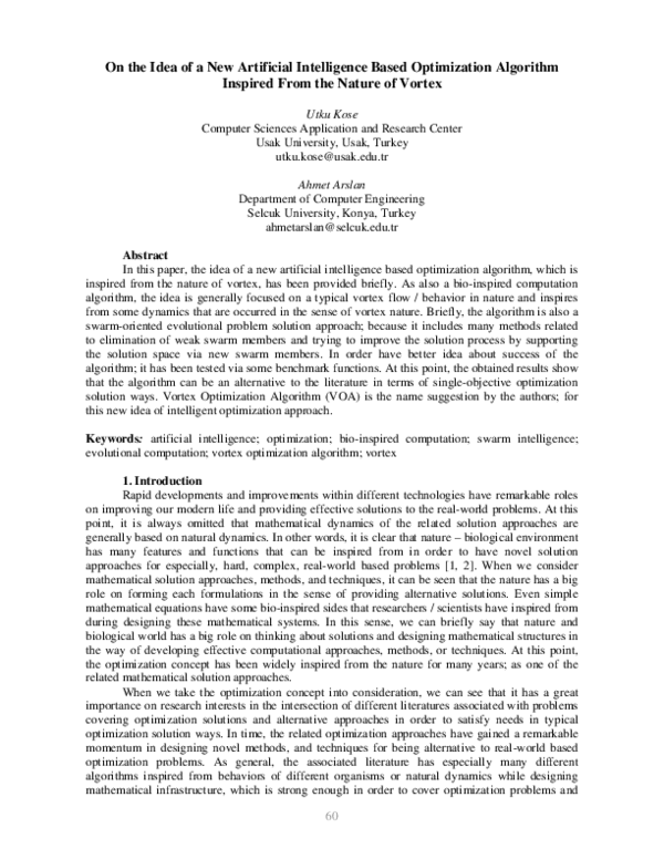 (PDF) On the idea of a new artificial intelligence based optimization algorithm inspired from ...