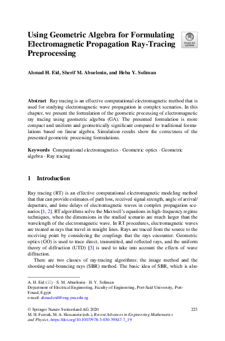 (PDF) Using Geometric Algebra for Formulating Electromagnetic Propagation Ray-Tracing Preprocessing