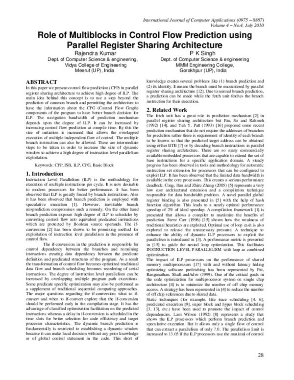 (PDF) Role of Multiblocks in Control Flow Prediction using Parallel Register Sharing Architecture