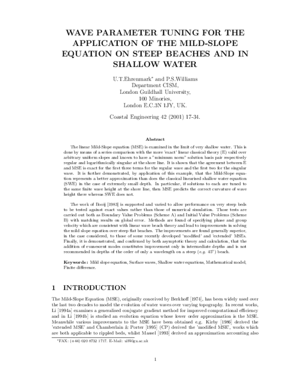(PDF) Wave parameter tuning for the application of the mild-slope ...