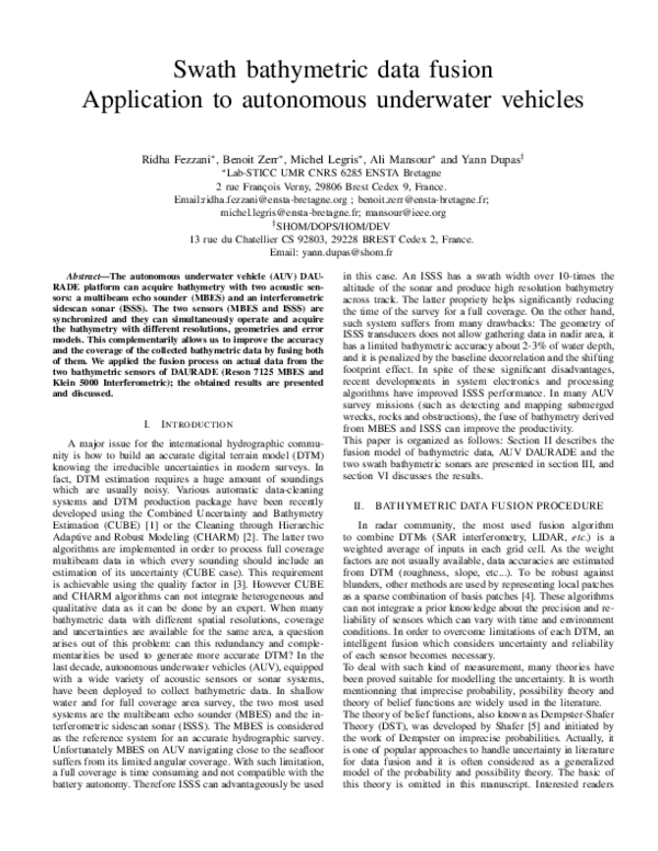 (PDF) Swath bathymetric data fusion application to autonomous ...