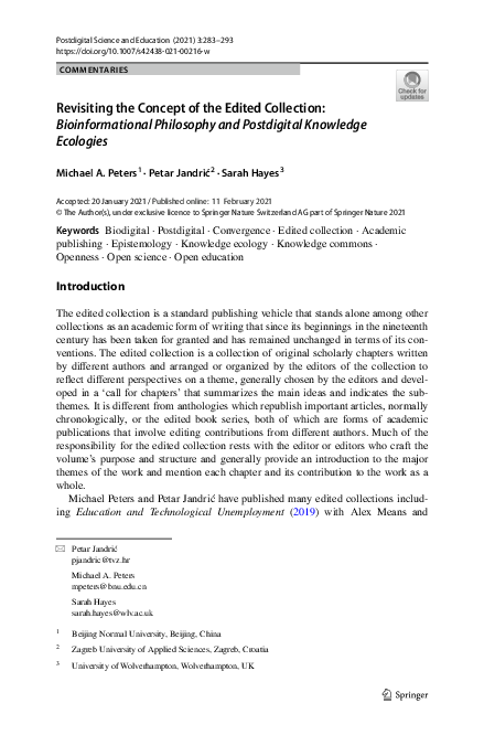 (PDF) Revisiting the Concept of the Edited Collection: Bioinformational Philosophy and ...