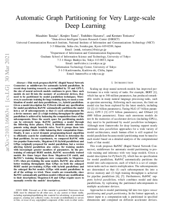 (PDF) Automatic Graph Partitioning for Very Large-scale Deep Learning