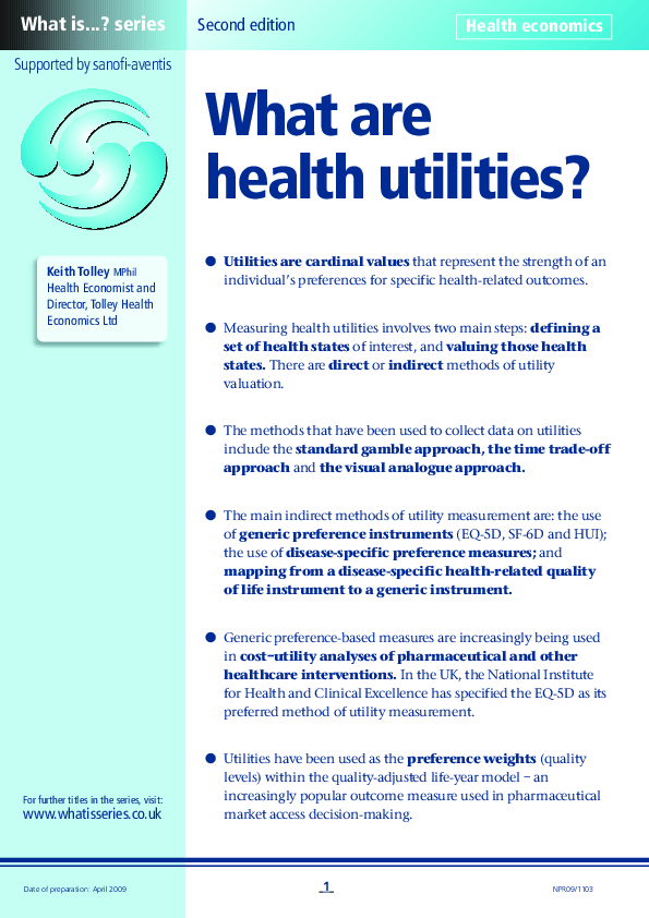 (PDF) What are health utilities ? 2 What are health utilities