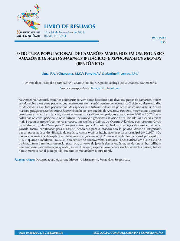 (PDF) Estrutura Populacional De Camarões Marinhos Em Um Estuário ...