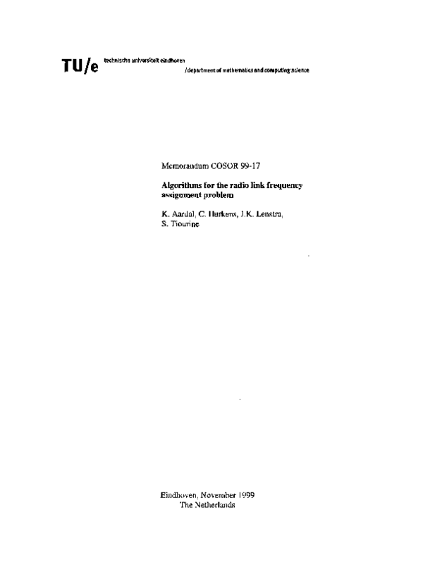 (PDF) Algorithms for Radio Link Frequency Assignment: The Calma Project