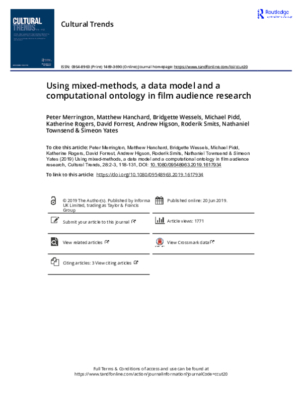 (PDF) Using mixed-methods, a data model and a computational ontology in film audience research