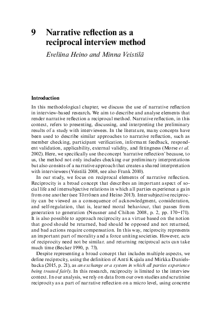 (PDF) Narrative reflection as a reciprocal interview method