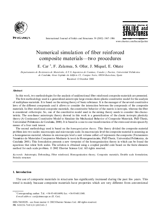 Numerical simulation of fiber reinforced composite materials - Two procedures