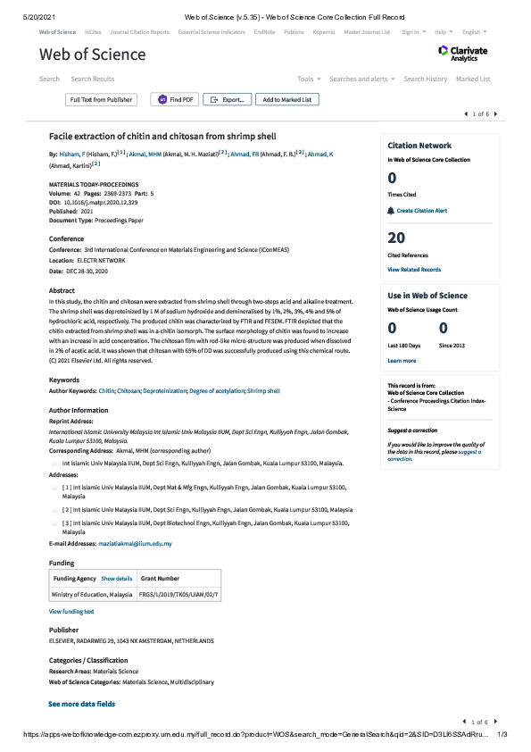 (PDF) Facile extraction of chitin and chitosan from shrimp shell