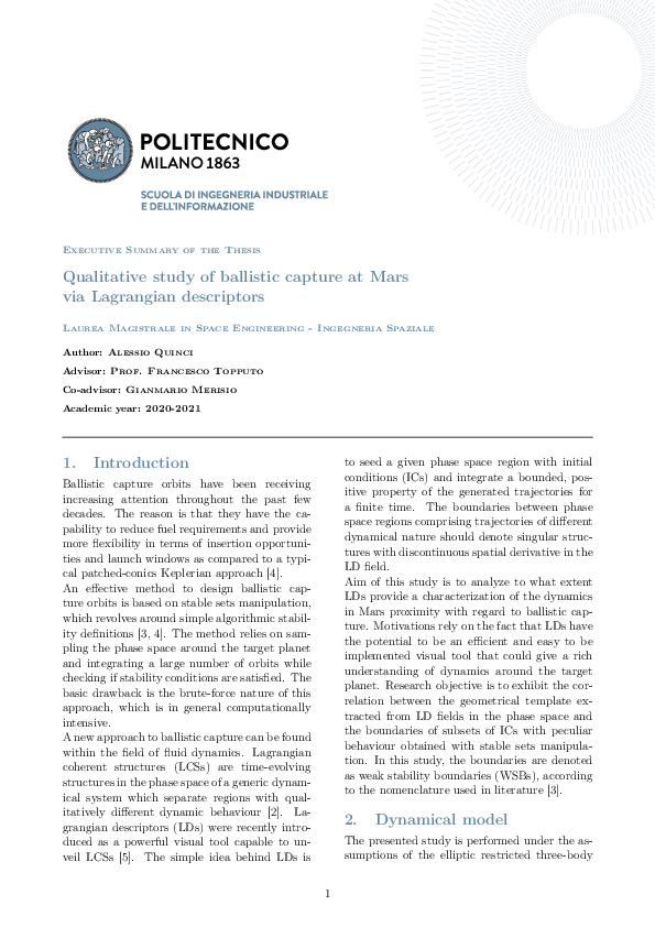 (PDF) Qualitative study of ballistic capture at Mars via Lagrangian ...