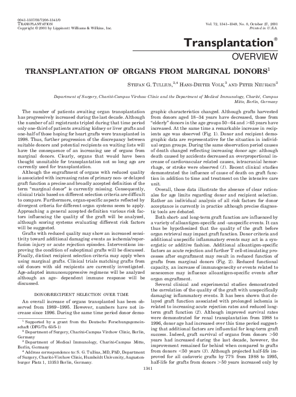 (PDF) Transplantation of Organs from Marginal DONORS1