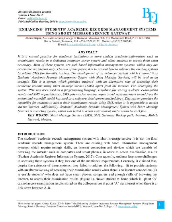 (PDF) Enhancing Students' Academic Records Management Systems Using ...