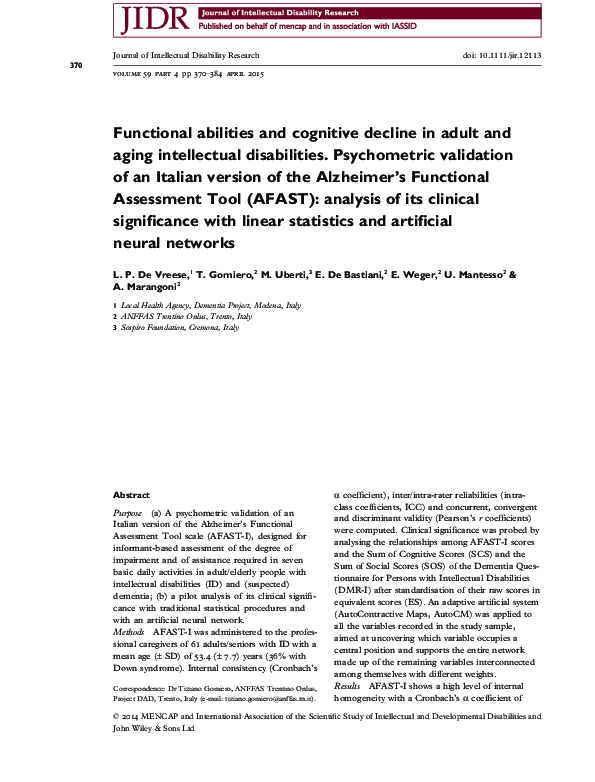 (PDF) Functional abilities and cognitive decline in adult and aging ...
