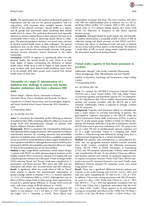 (PDF) Virtual reality cognitive & functional assessment in psychosis
