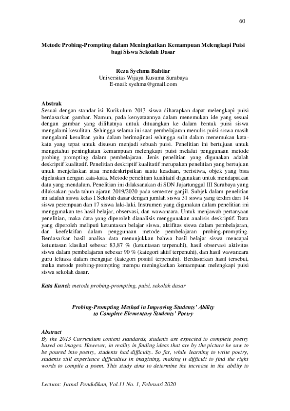 (PDF) Metode Probing-Prompting dalam Meningkatkan Kemampuan Melengkapi ...