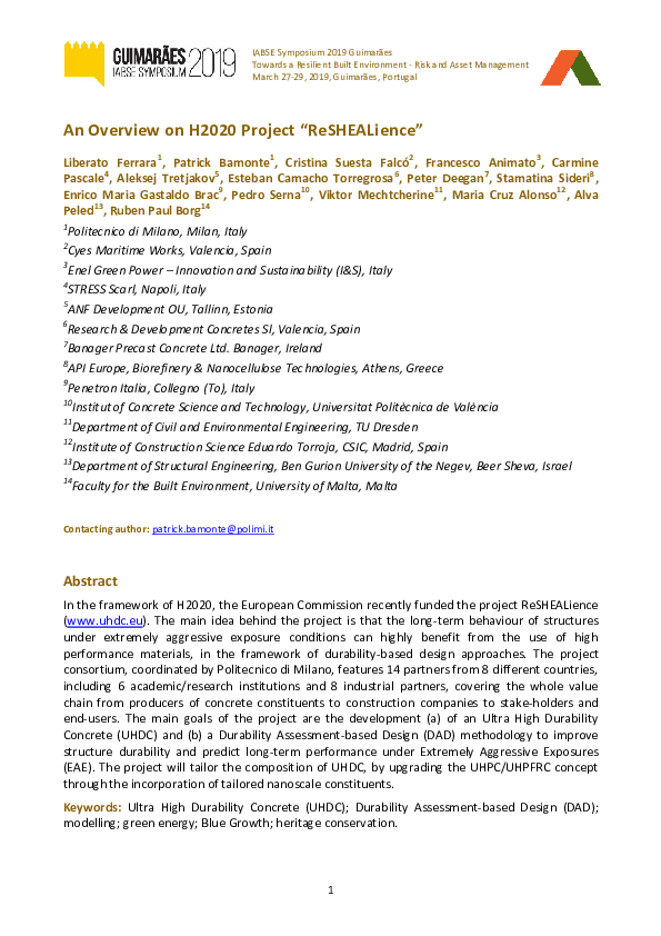 (PDF) An Overview on H2020 Project “ReSHEALience”