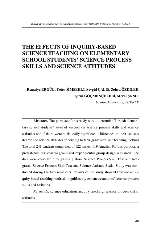 (PDF) The Effect of Inquiry-Based Science Teaching on Elementary School ...