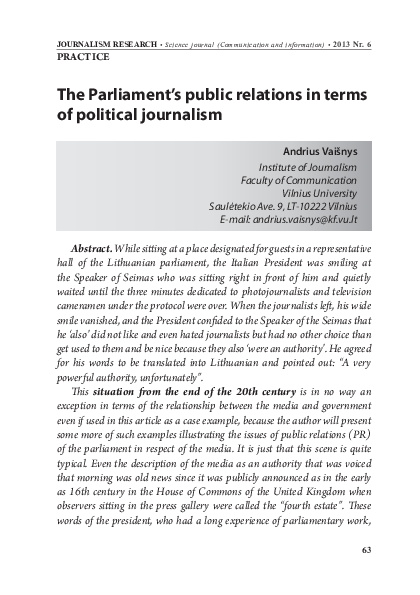 (PDF) PRACTICE The Parliament’s public relations in terms of political ...