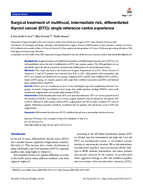 (PDF) Surgical treatment of multifocal, intermediate risk ...