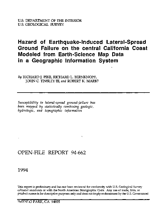 (PDF) Hazard of earthquake-induced lateral-spread ground failure on the ...