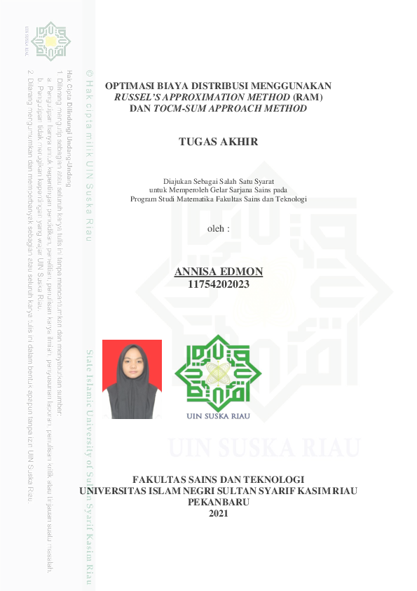 (PDF) Optimasi Biaya Distribusi Menggunakan Russel’s Approximation Method (Ram)Dan Tocm-Sum ...