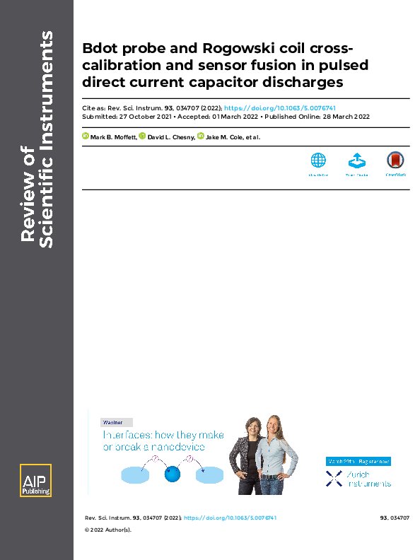 (PDF) Bdot probe and Rogowski coil cross-calibration and sensor fusion in pulsed direct current ...