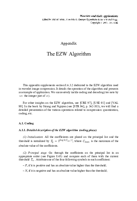 (PDF) The EZW Algorithm