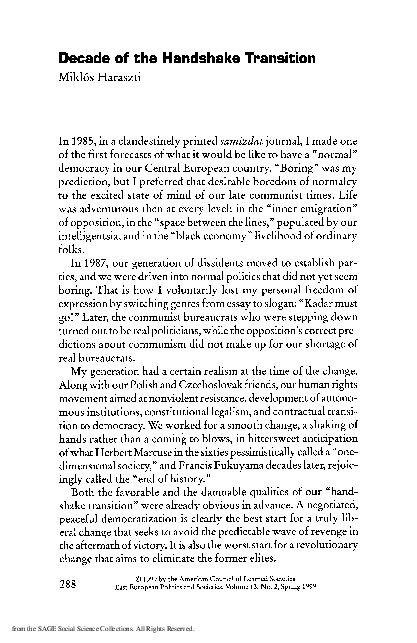 (PDF) Decade of the Handshake Transition