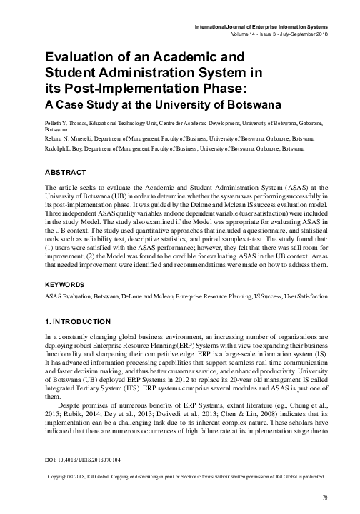 (PDF) Evaluation of an Academic and Student Administration System in ...