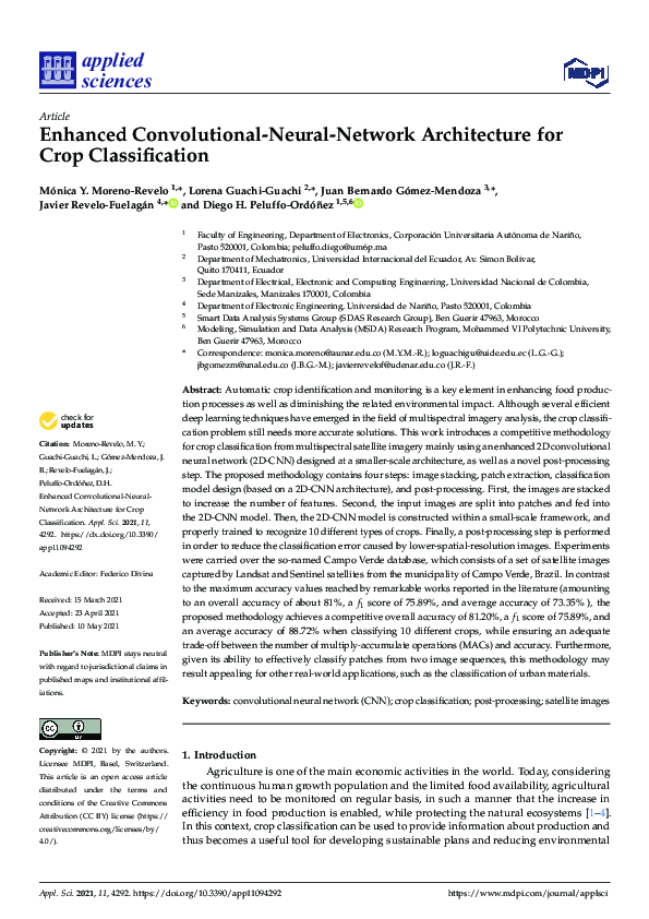 (PDF) Enhanced Convolutional-Neural-Network Architecture for Crop Classification
