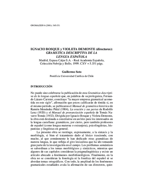 (PDF) IGNACIO BOSQUE y VIOLETA DEMONTE (directores): GRAMÁTICA ...