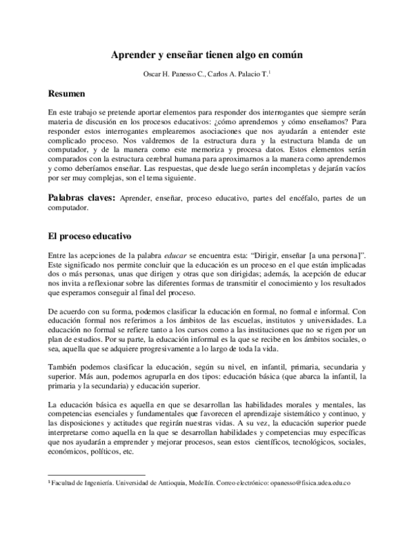 (PDF) Aprender y enseñar tienen algo en común