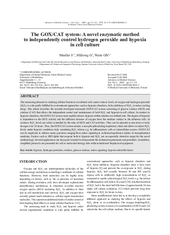 (PDF) The GOX/CAT system: A novel enzymatic method to independently ...