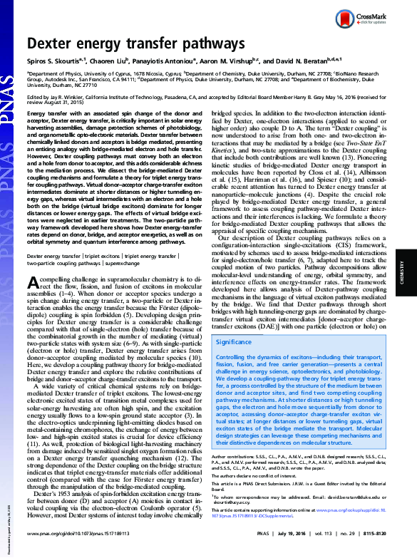 (PDF) Dexter energy transfer pathways