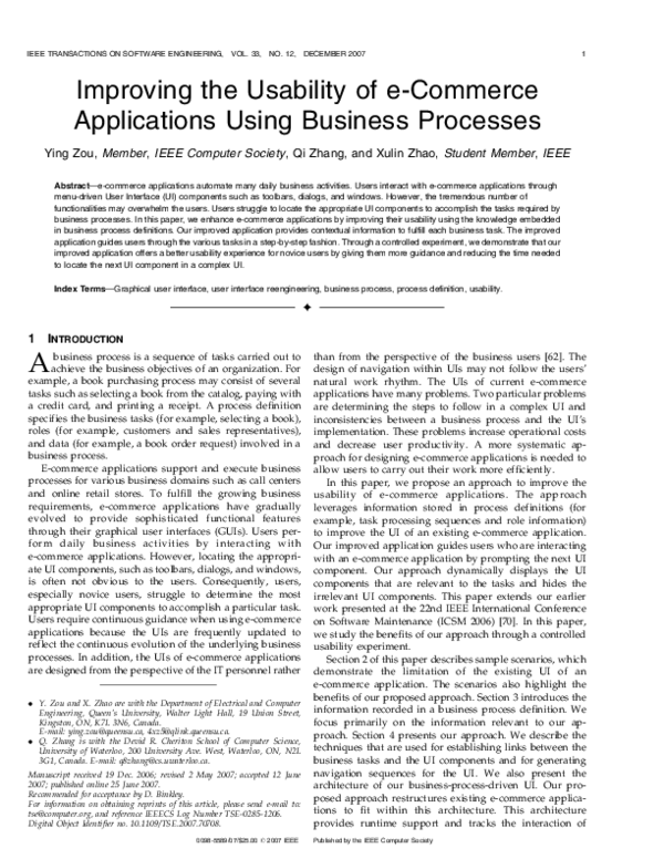 (PDF) Improving the Usability of E-Commerce Applications using Business Processes
