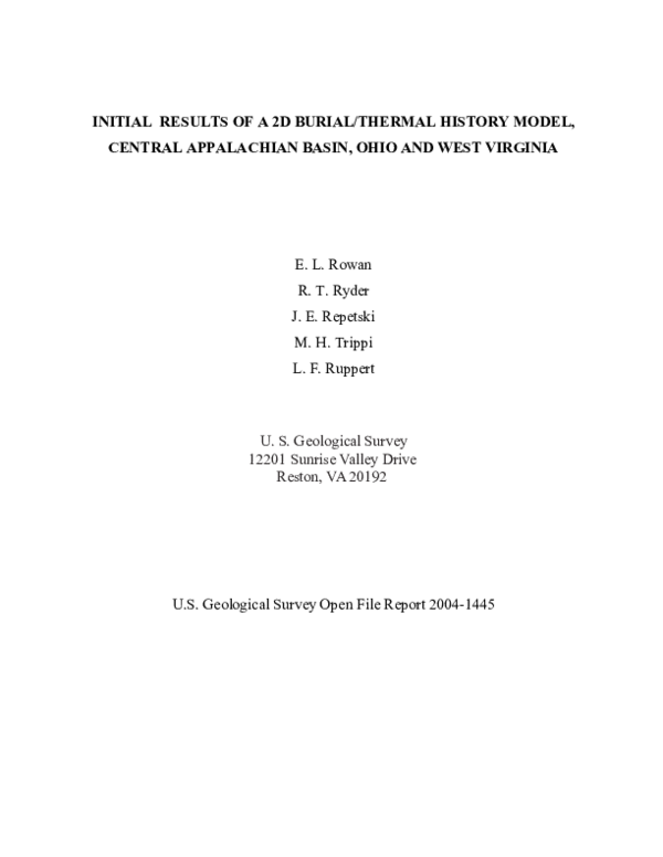 (PDF) Initial results of a 2D burial/thermal history model, central ...