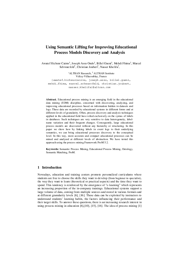 (PDF) Using Semantic Lifting for Improving Educational Process Models Discovery and Analysis ...