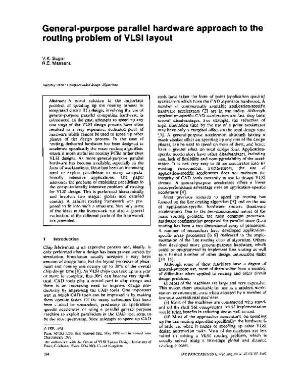 Pdf General Purpose Parallel Hardware Approach To The Routing Problem Of Vlsi Layout