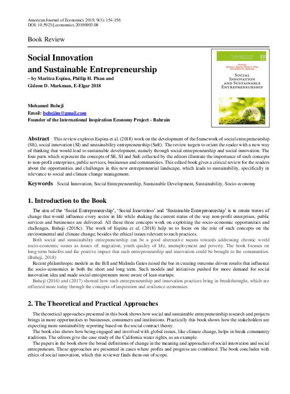 (PDF) Social Innovation and Sustainable Entrepreneurship
