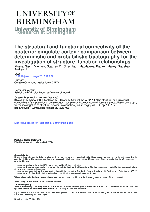 Pdf The Structural And Functional Connectivity Of The Posterior