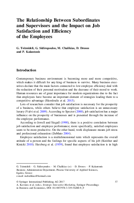 (PDF) The Relationship Between Subordinates and Supervisors and the ...