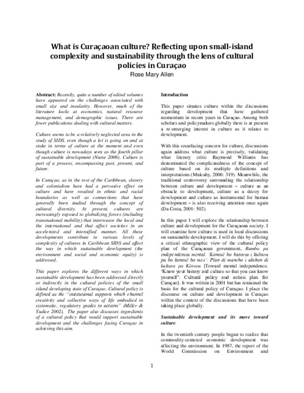 (PDF) What is Curaçaoan culture ? Reflecting upon small-island ...